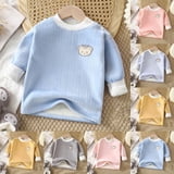 Avtoify Kids Solid Color Round Neck Long Sleeve top Fleece Lined Keep ...