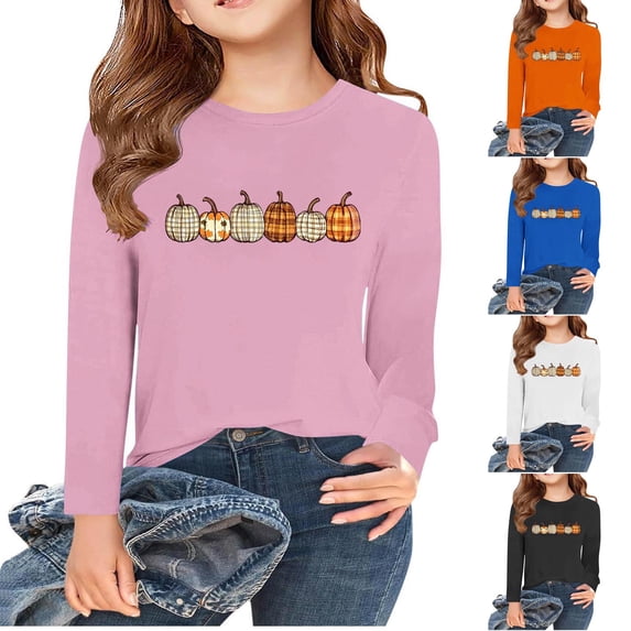 Avtoify Kids Thanksgiving Long Sleeve Print Shirts Crew Neck Dressy ...