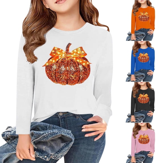Avtoify Kids Thanksgiving Long Sleeve Print Shirts Crew Neck Dressy ...