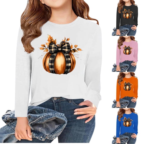 Avtoify Kids Thanksgiving Long Sleeve Print Shirts Crew Neck Dressy ...