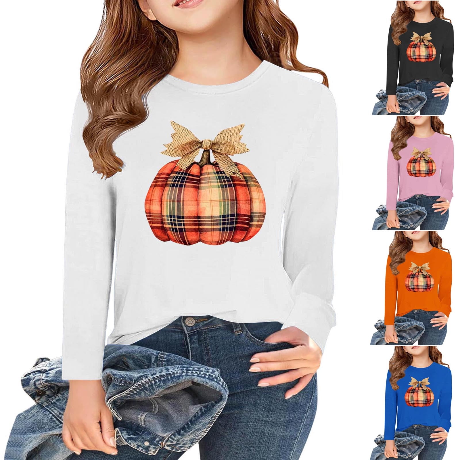 Avtoify Kids Thanksgiving Long Sleeve Print Shirts Crew Neck Dressy ...