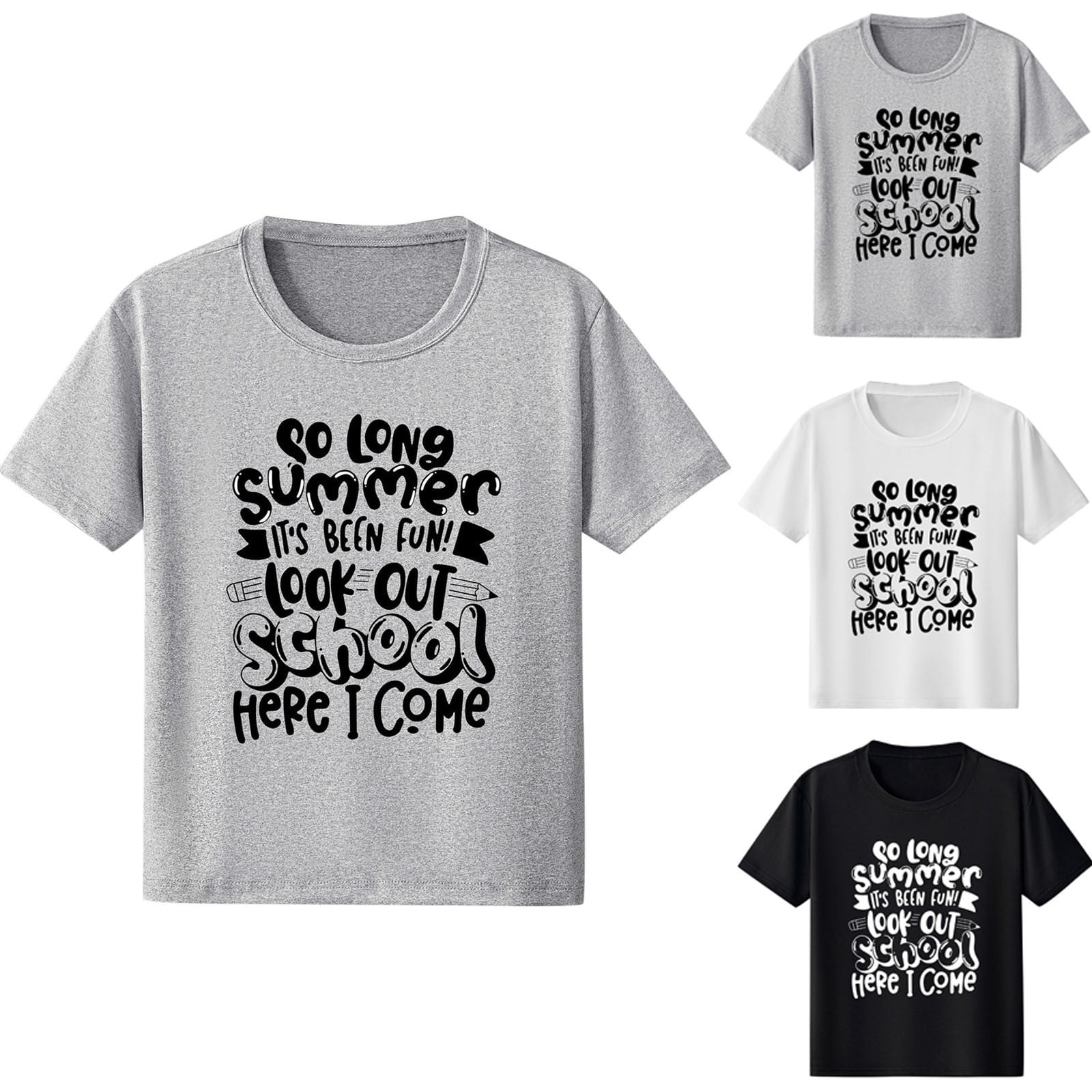 Avtoify Letter Print School Style Summer Short Sleeve Shirts for Girls ...