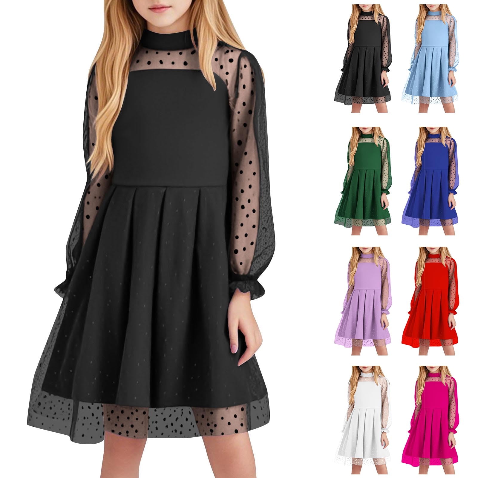 Avtoify Long Sleeve Mesh a Line Summer Short Sleeve Shirts for Girls ...