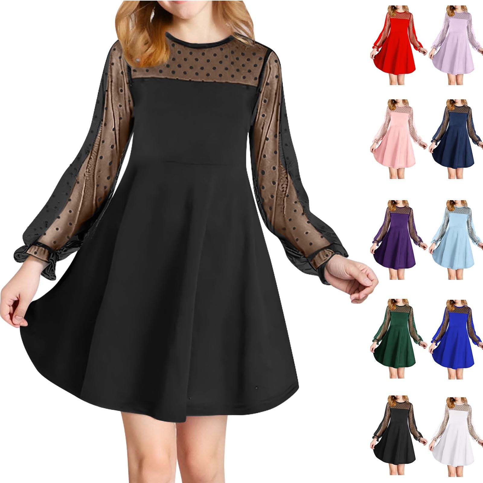 Avtoify Long Sleeve Mesh a Line Summer Short Sleeve Shirts for Girls ...