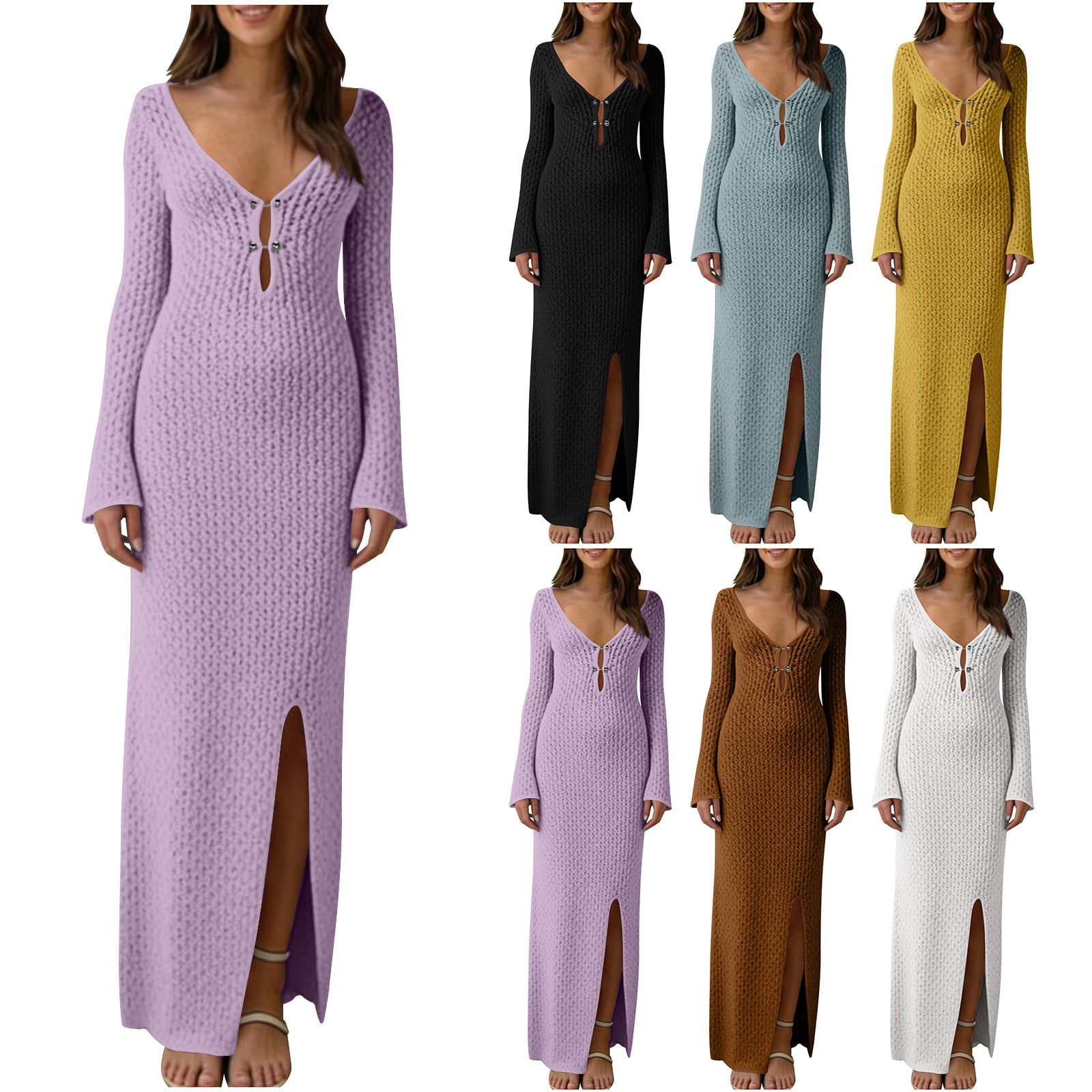 Avtoify Long Sleeve Sand Knitted Hollow Out Bikini Swimsuit Cover Up ...