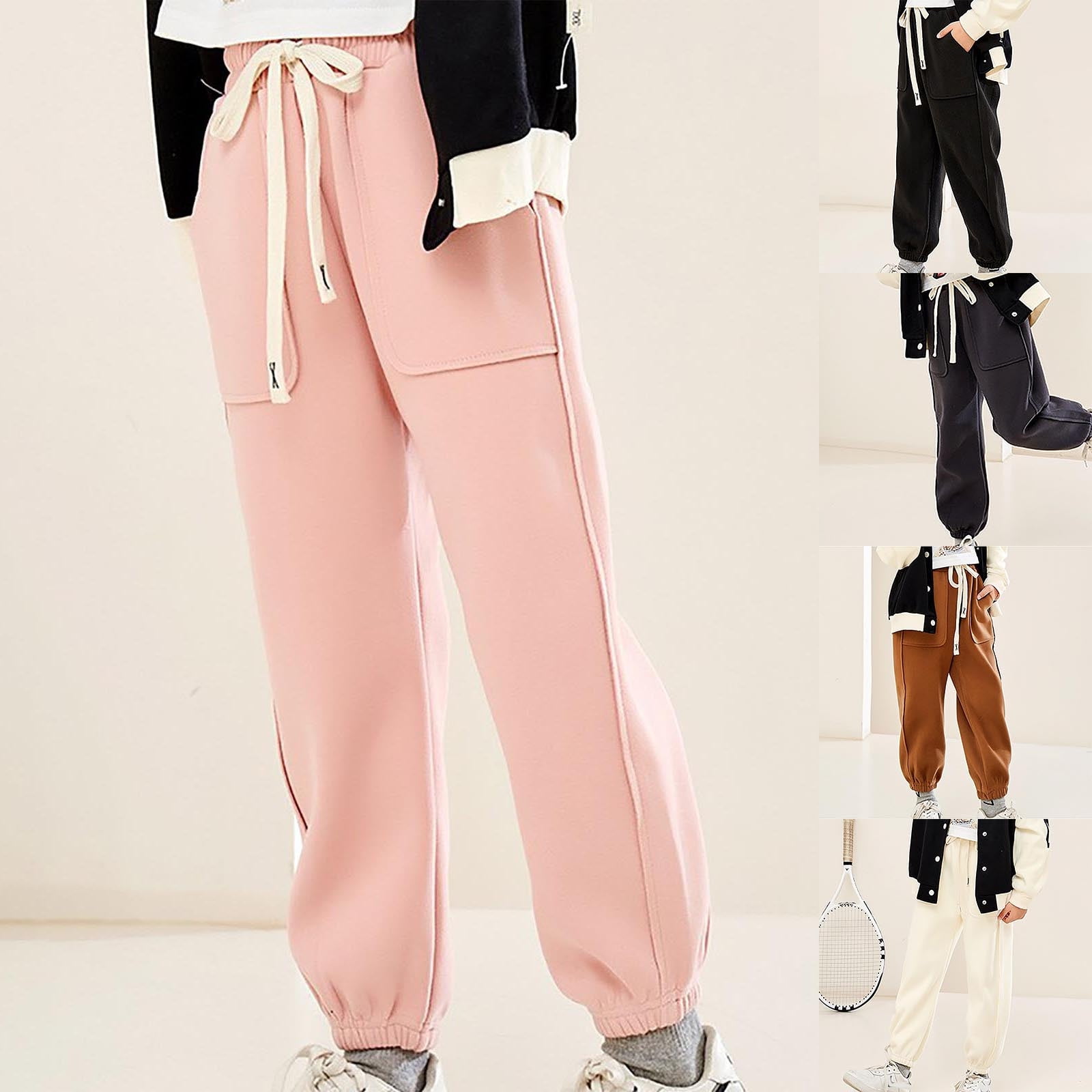 Avtoify Girls Full Length Pants 4-16 Years Solid Color Thick Warm ...