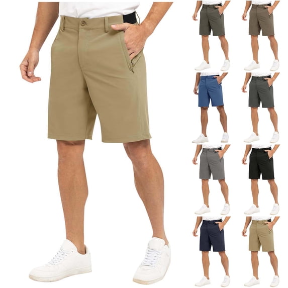 Avtoify Men Solid Color Casual Button Waist Zipper Pockets Outdoors ...