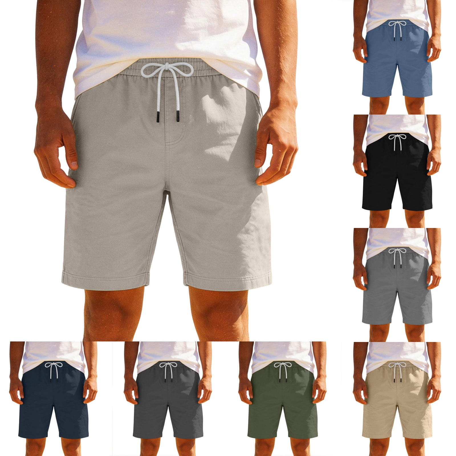 Avtoify Men's Casual Fashion Solid Multi Pocket Summer Mens Pants ...