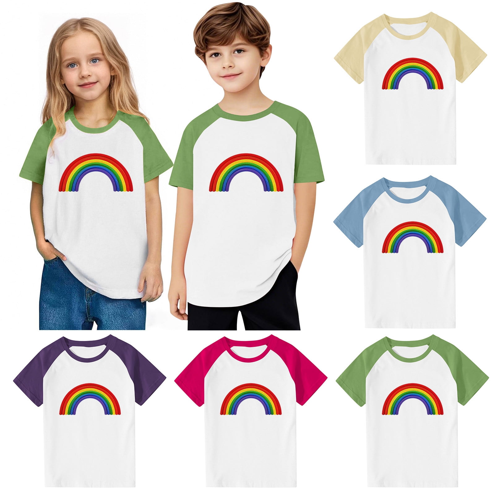 Avtoify Oversized Crew Neck Summer Short Sleeve Shirts for Girls Color ...