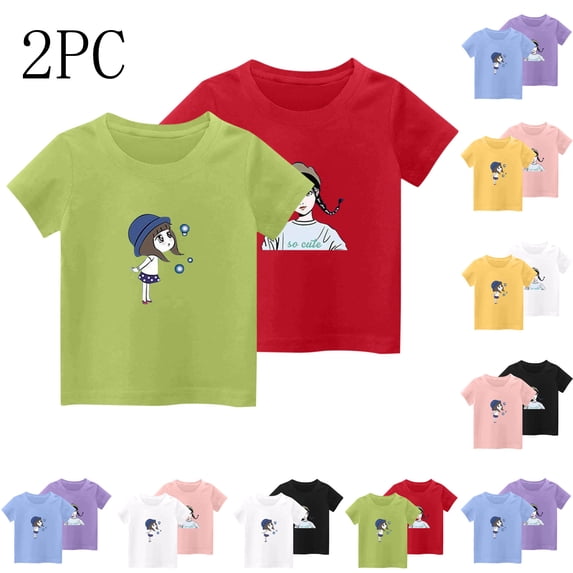 Avtoify Piece Set Print Summer Short Sleeve Shirts for Girls Stylish ...