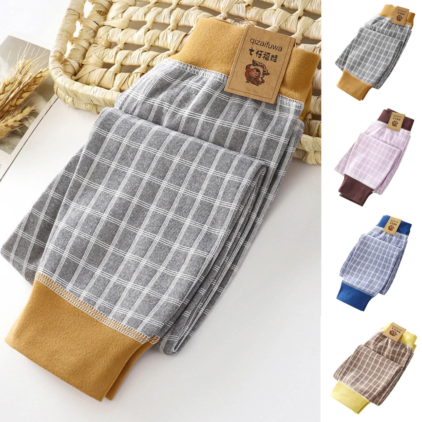 Avtoify Plaid Fabric Fleece Lined Full Length Trouser Summer Girls ...