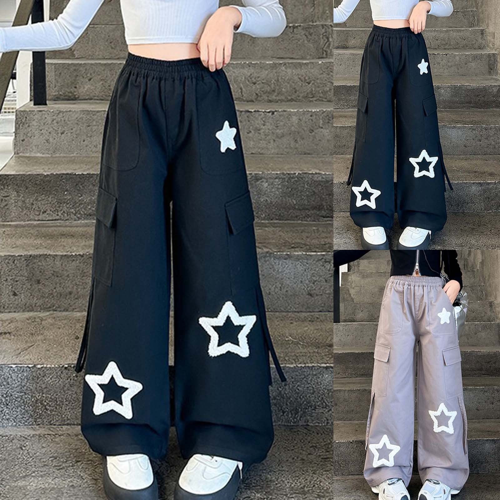 Avtoify Girls Full Length Pants 4-15 Years Elastic Waist Multi Pocket ...