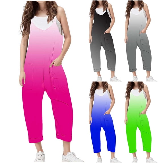Avtoify Pocket Sleeveless Long Casual Romper Trouser Summer Pants for ...