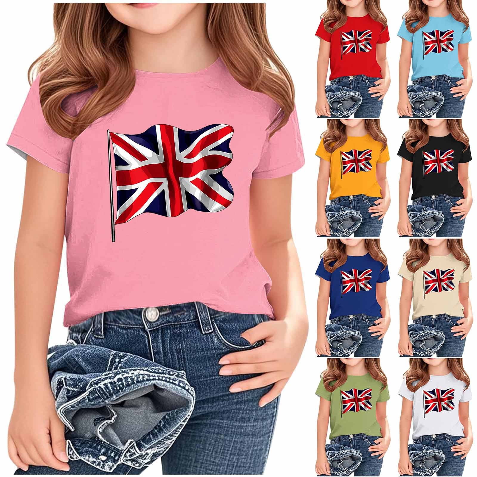 Avtoify Print Loose Summer Kids Short Sleeve Shirts Round Neck Top for ...
