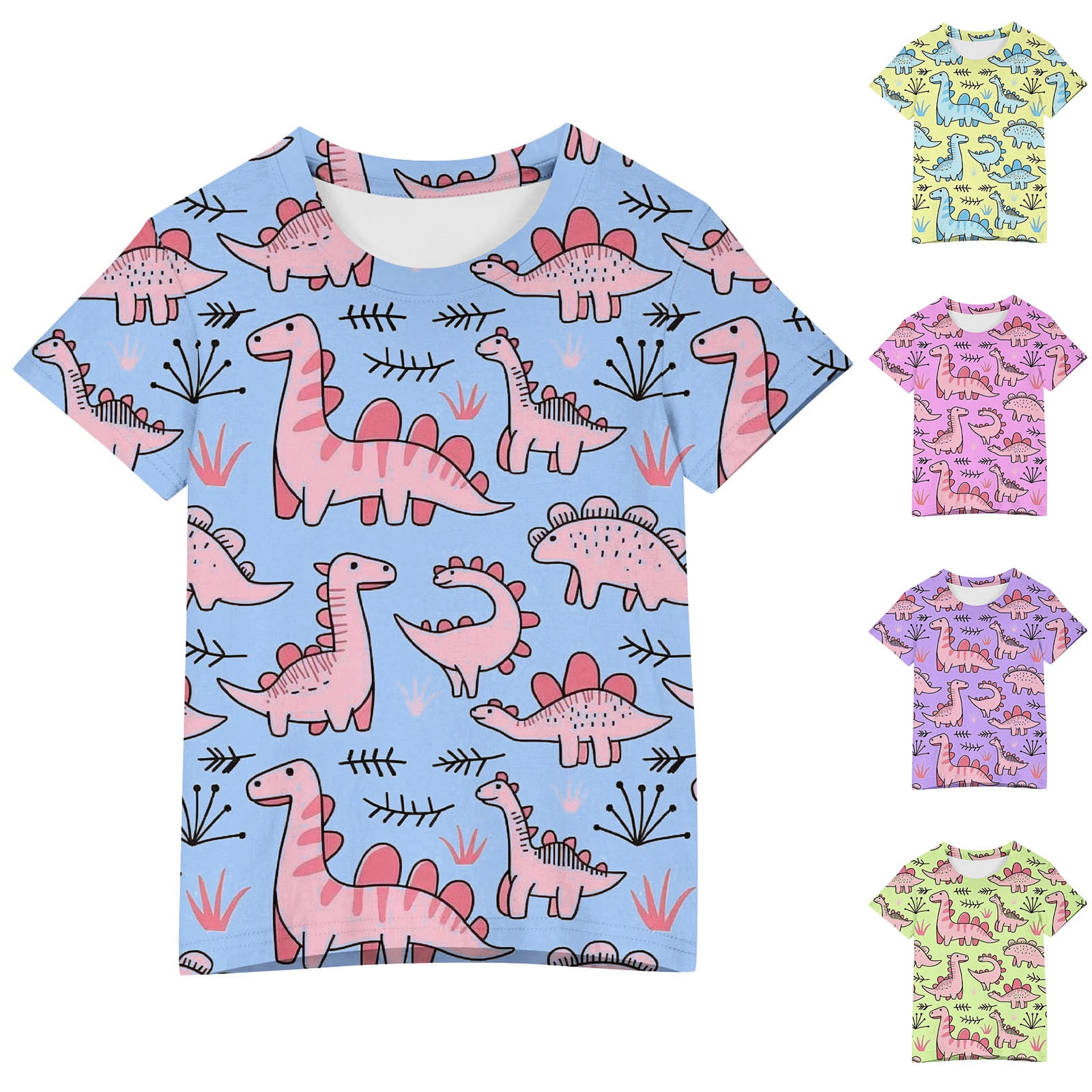 Avtoify Print Round Neck Summer Girls Short Sleeve Shirts Short Sleeve ...