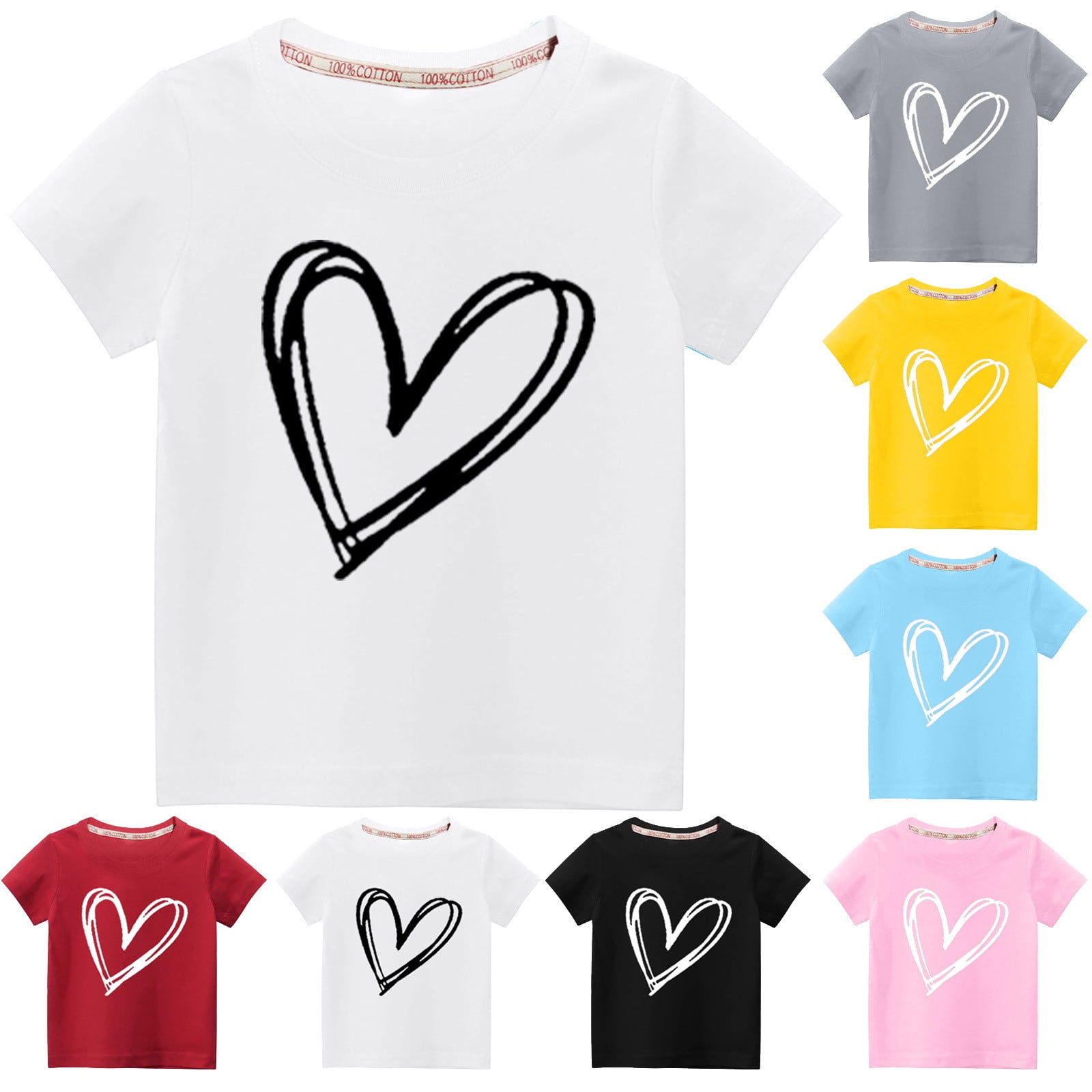 Avtoify Print Round Neck Summer Girls Short Sleeve Shirts Short Sleeve ...