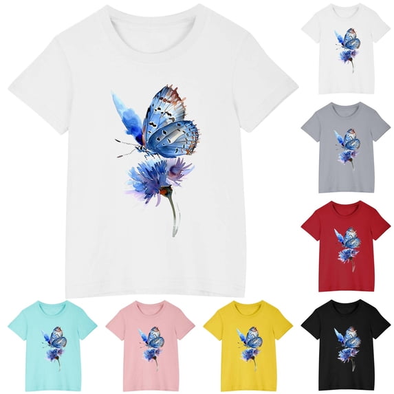 Avtoify Print Round Neck Summer Kids Short Sleeve Shirts Short Sleeve ...