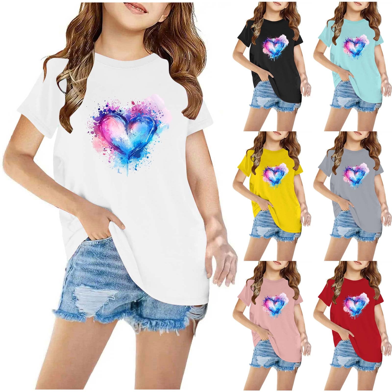 Avtoify Print Round Neck Summer Kids Short Sleeve Shirts Short Sleeve ...