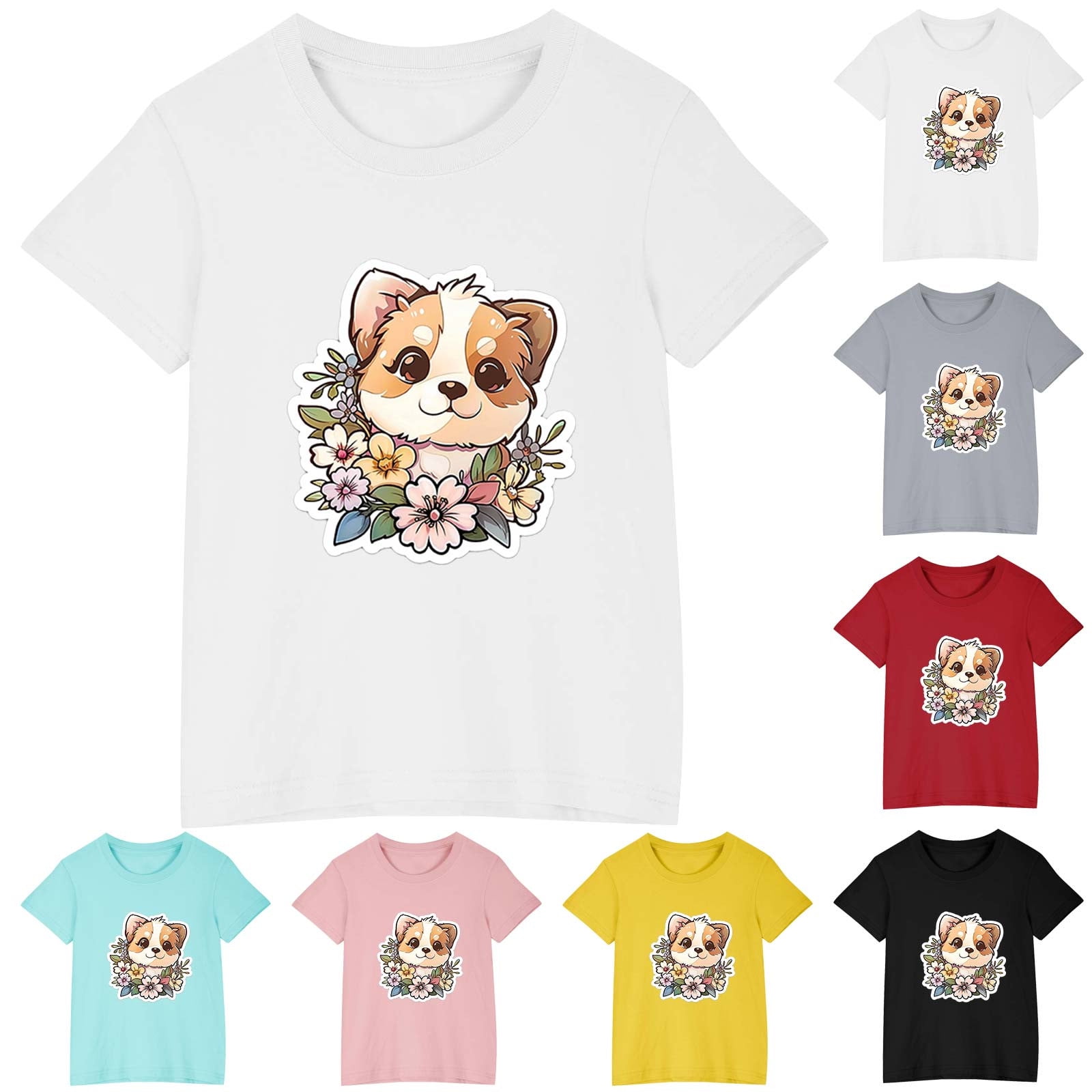 Avtoify Print Round Neck Summer Kids Short Sleeve Shirts Short Sleeve ...