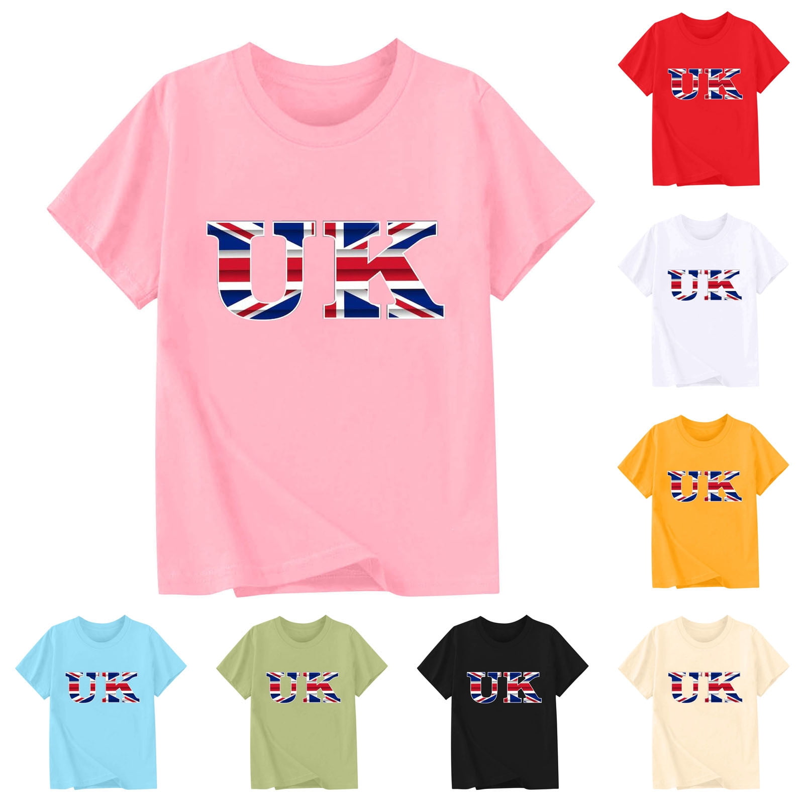Avtoify Print Summer Kids Short Sleeve Shirts Round Neck Blouse for ...