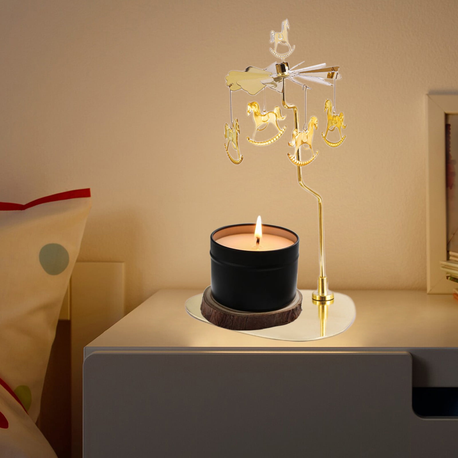 PRETXORVE Rotating Tray Aroma Candle Romantic Tray Christmas Candle ...