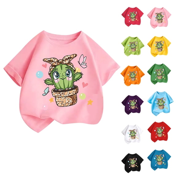 Avtoify Round Neck Short Sleeve Stripe Print Summer Girls Short Sleeve ...