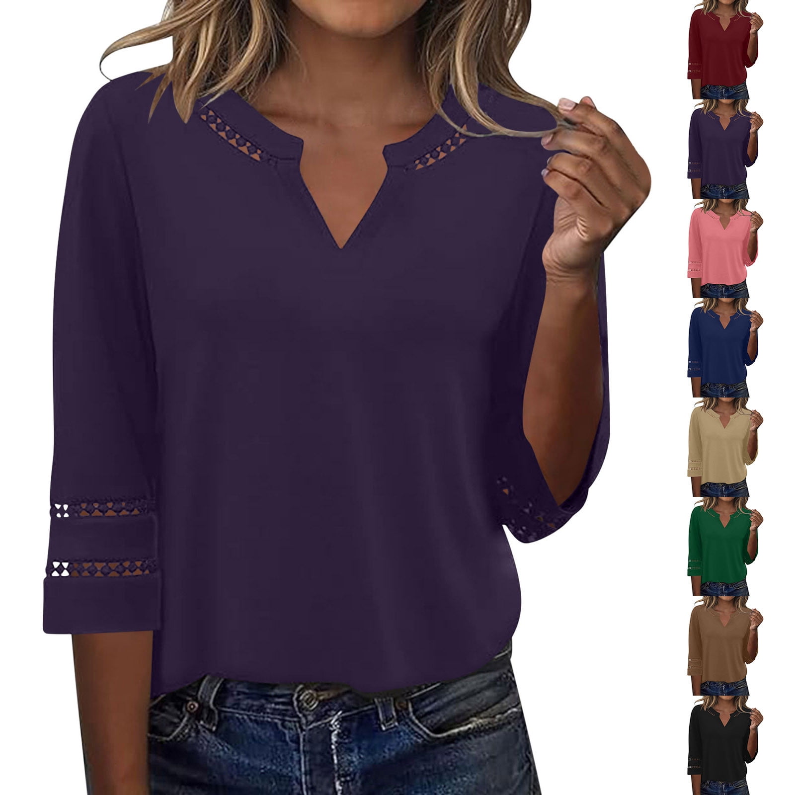 Avtoify Short Sleeve Casual Neck Basic Tee Summer Womens Tops Dressy ...