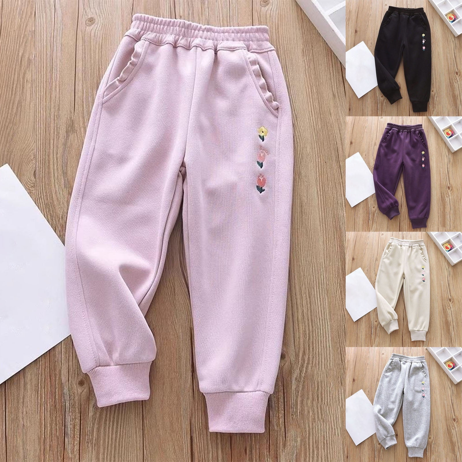 Avtoify Side Pocket Ankle Cuff Print Embroidery Trouser Summer Girls ...