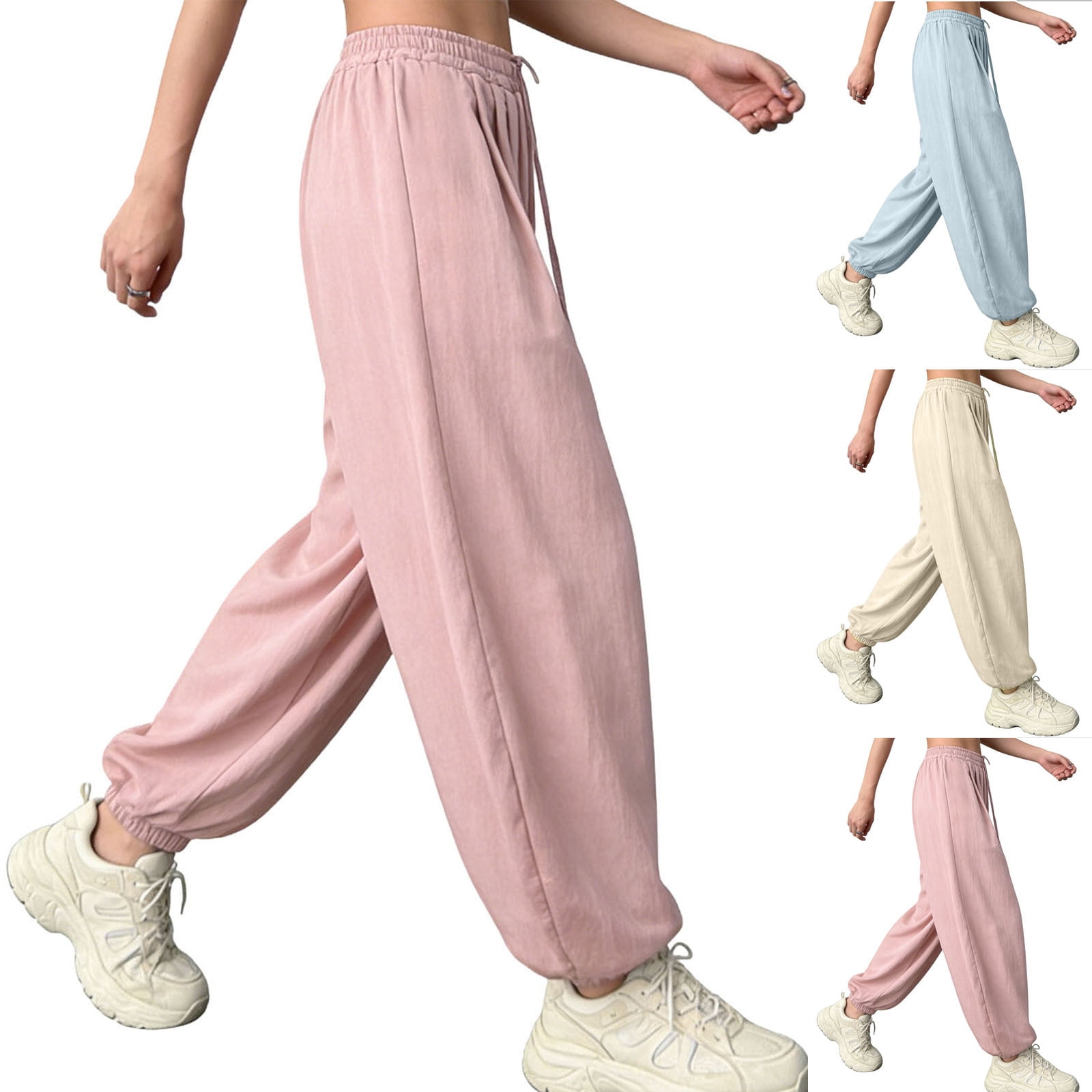 Avtoify Girls Full Length Pants 4-15 Years Solid Color Casual Elastic ...