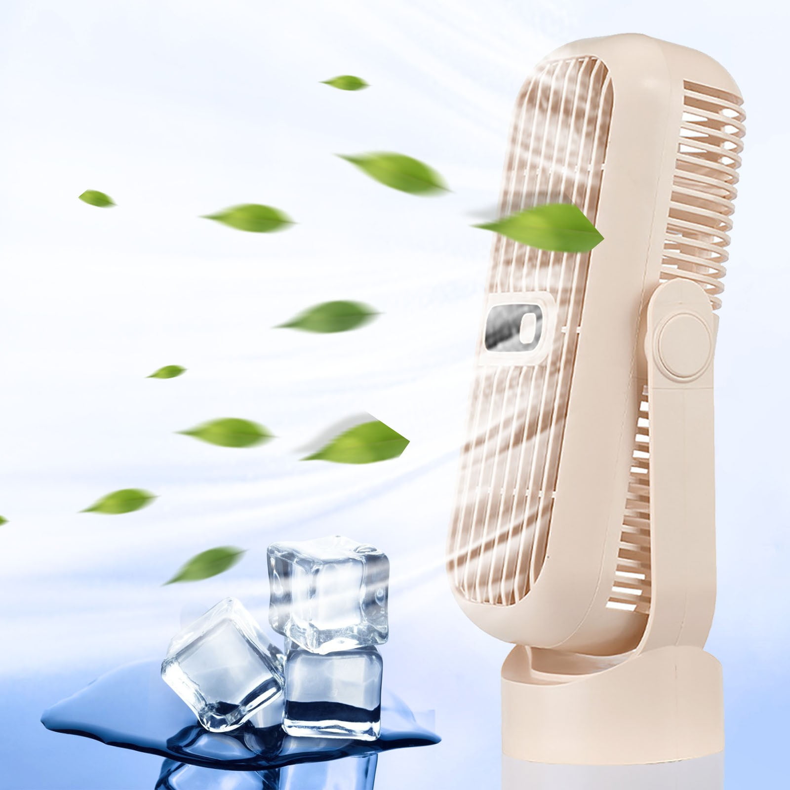 PRETXORVE Summer Fans, Double Leaf Desktop Digital Display Fan USB Fan ...