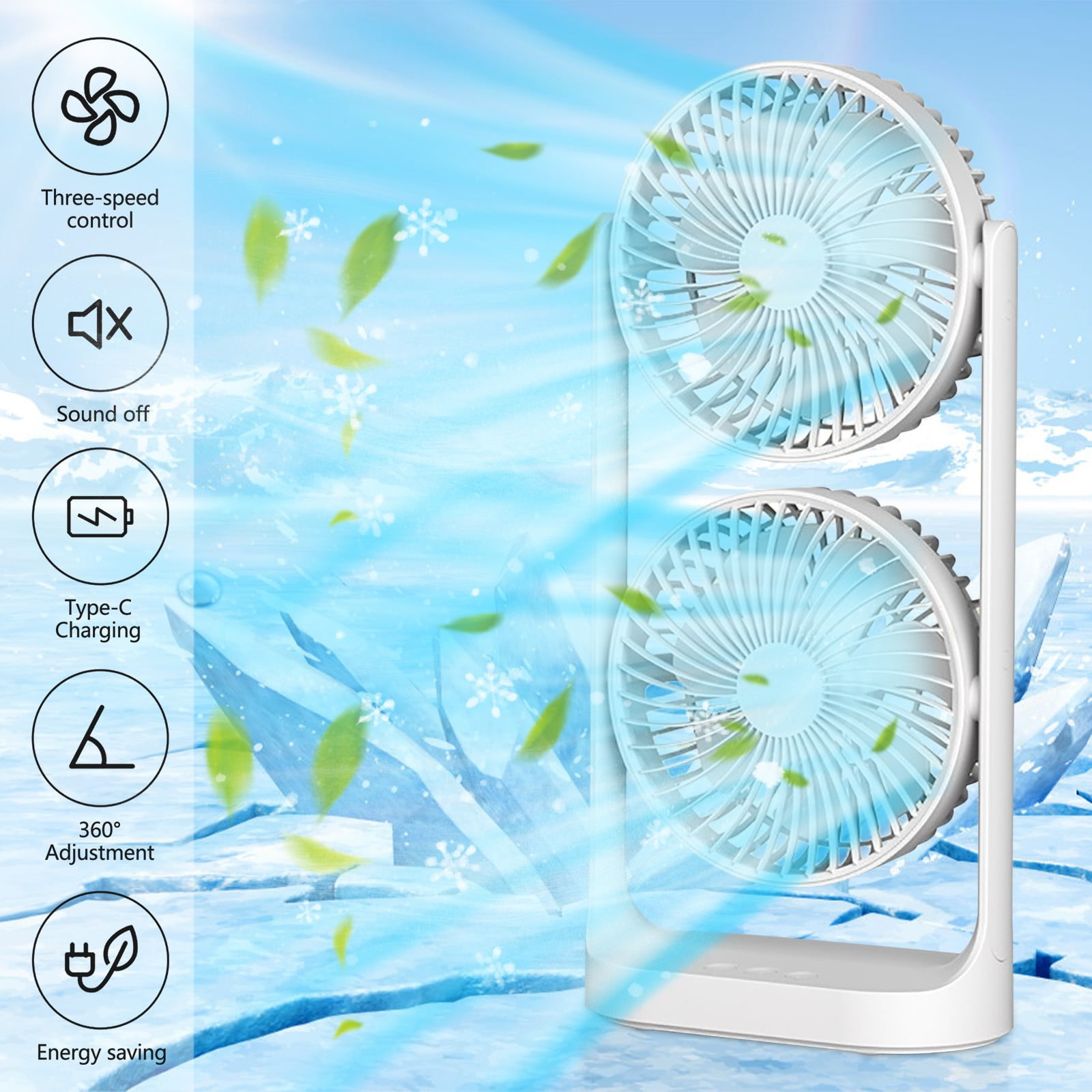 Avtoify Summer Fans, New Double Head Desktop Silent Pneumatic ...