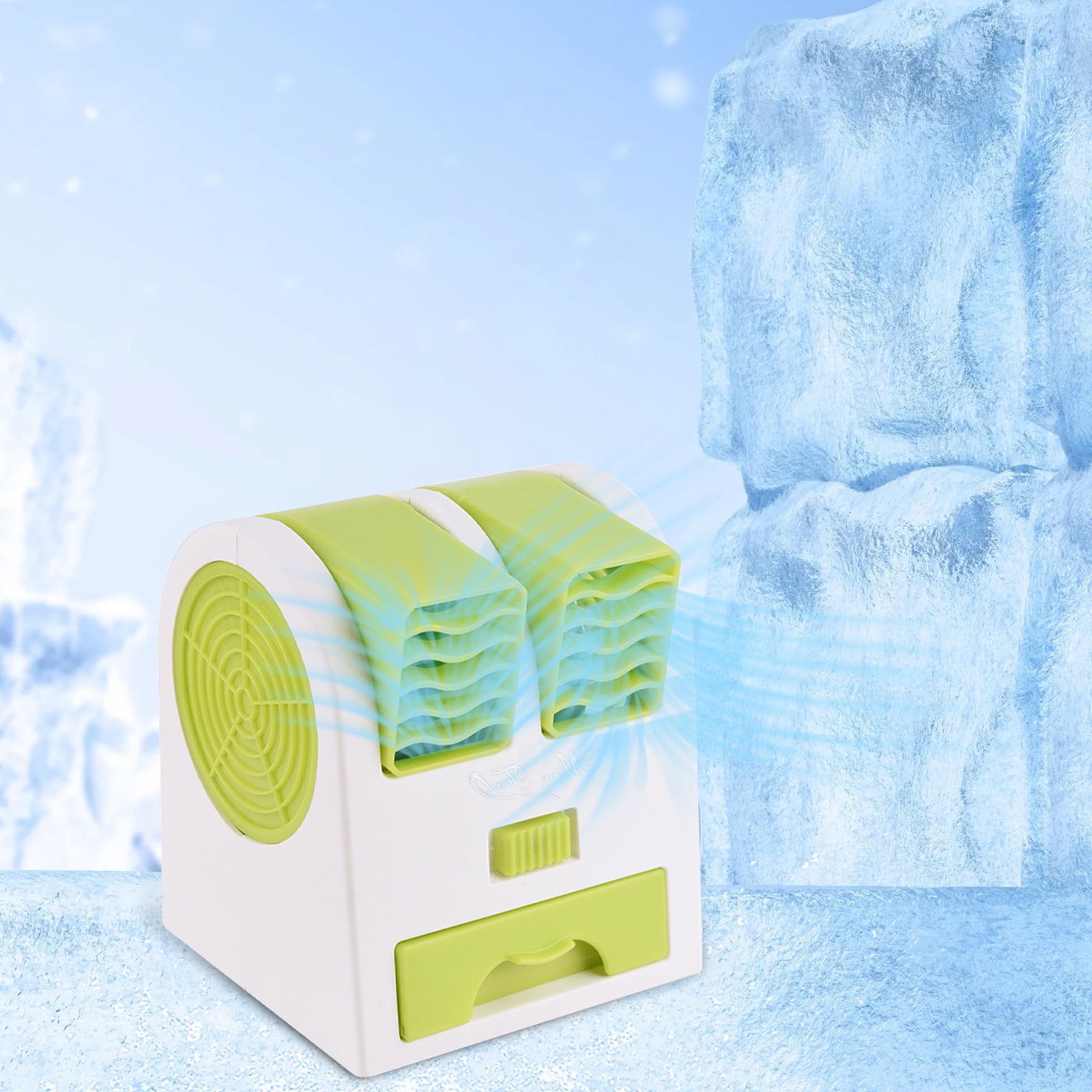 Avtoify Summer Fans, Table Top Bladeless Fan Double Vent Fan Plus Cold ...