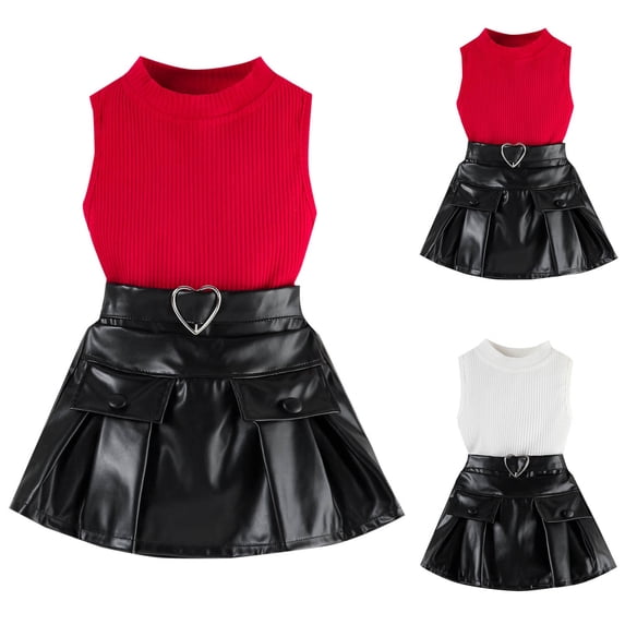 Avtoify Summer Girls Short Sleeve Round-Neck Shirts Ribbed Sleeveless ...