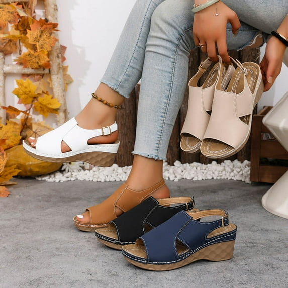 Avtoify Summer Women's Wedges Shoes Fashionable Casual Versatile Plus ...