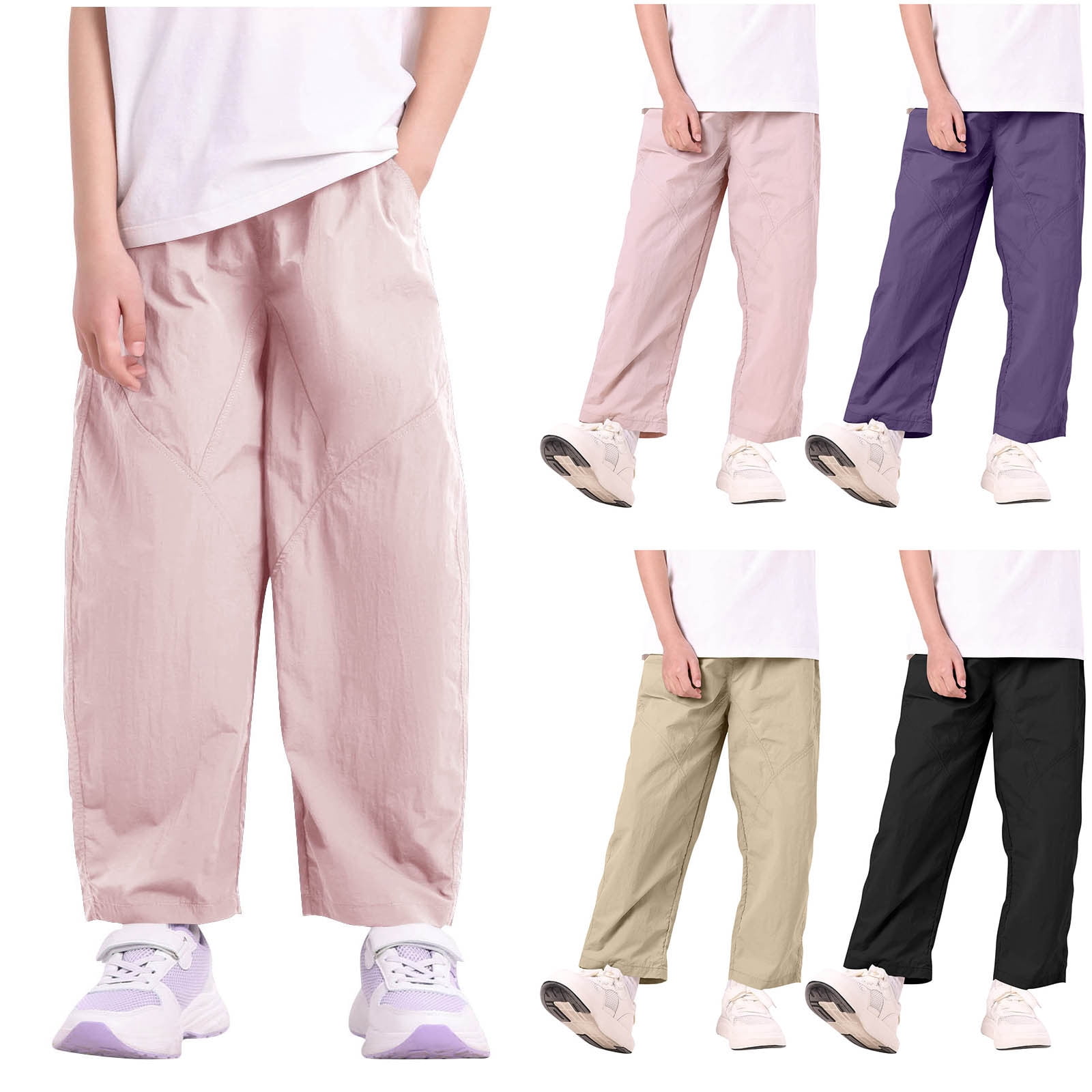 Avtoify Girls Full Length Pants 5-15 Years Solid Color Protection Cool ...