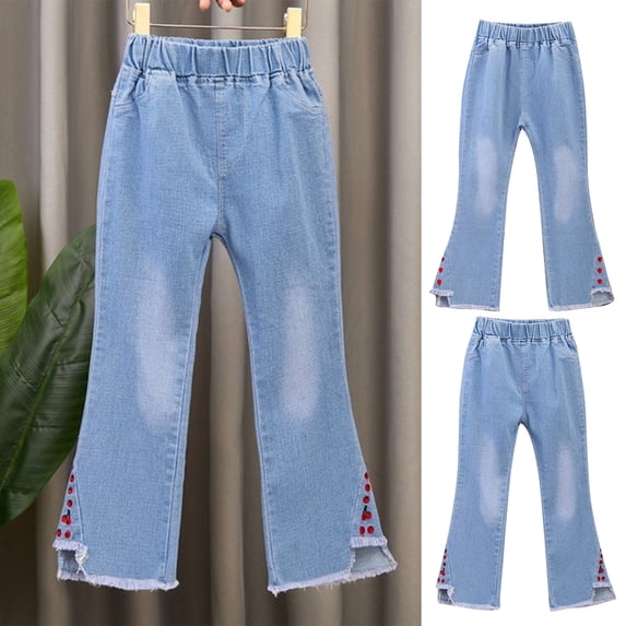 Avtoify Sweet Bow Flared Denim Cute Jeans Pants for Toddler Baby Girls ...