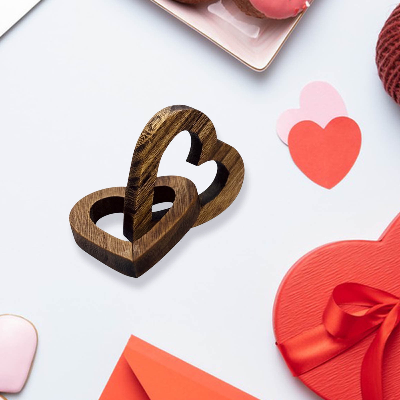 Avtoify Valentine's Day Gifts Savings Wooden Double Heart Valentine's ...