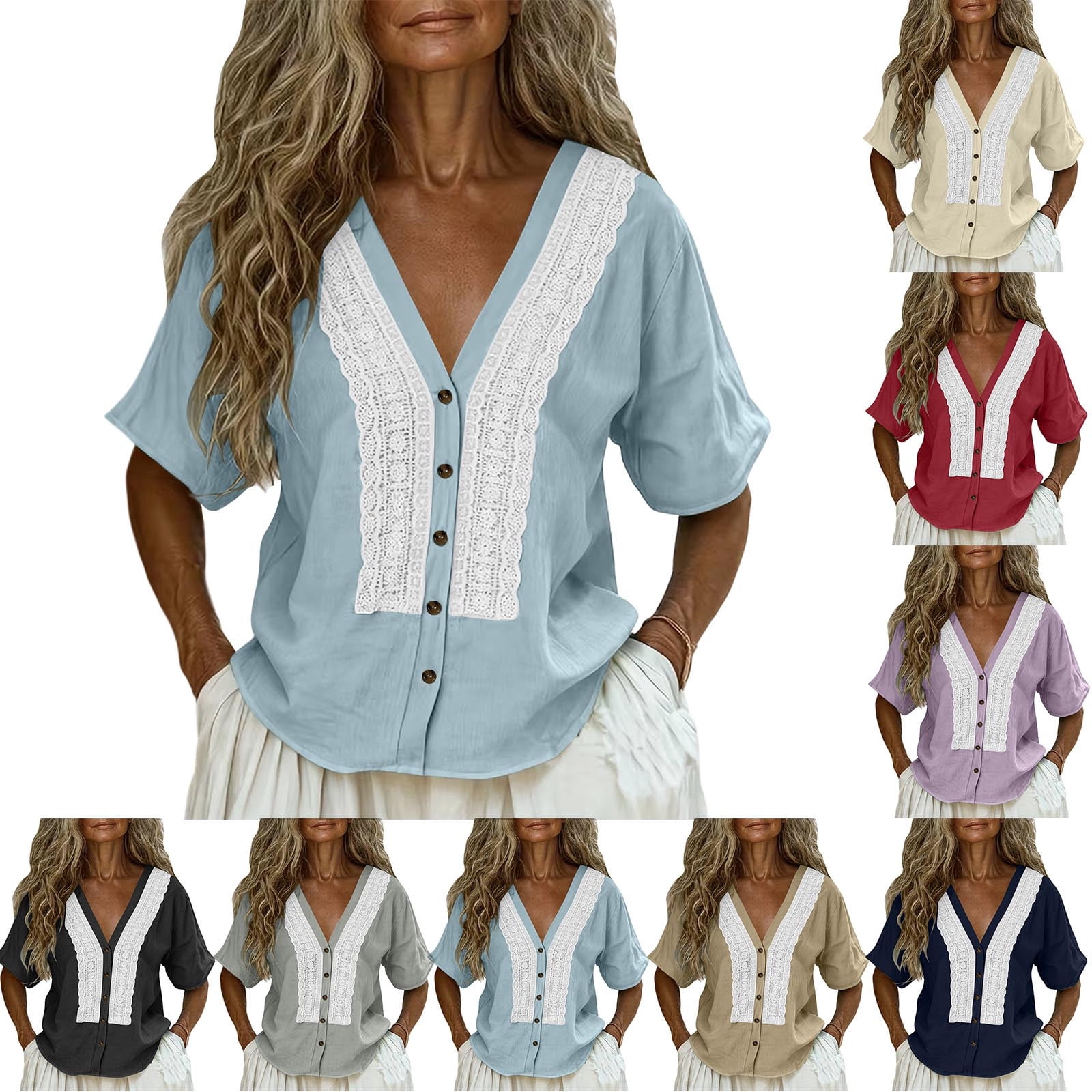 Avtoify Women Solid Color Button Cardigan Top Summer Top for Women ...