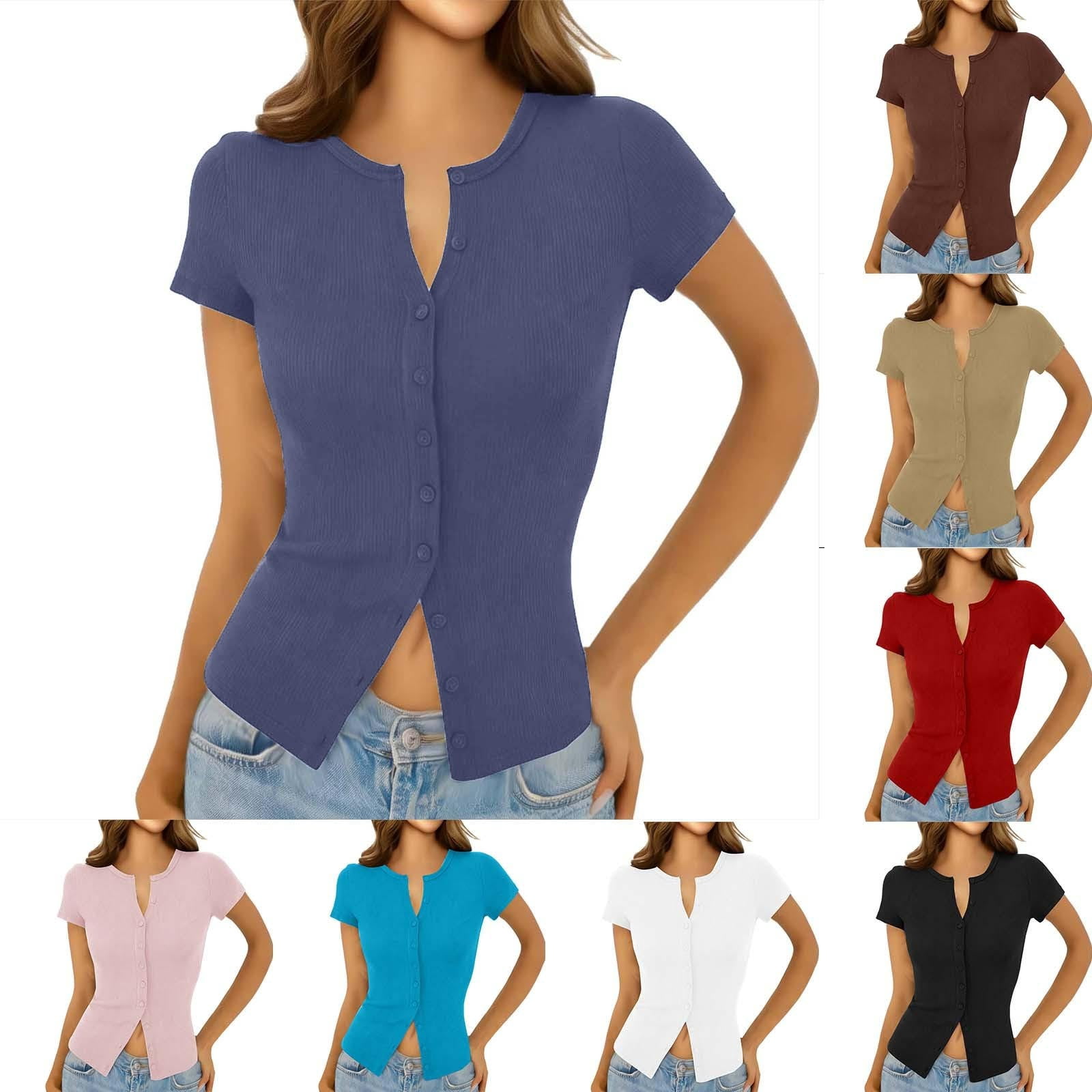 Avtoify Women's Casual Fashionable Short Sleeved Top Lightweight Summer ...