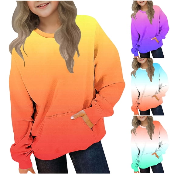 Avtoify toddler Kids Girls Boys Fashion Gradient Long Sleeve Crew Neck ...