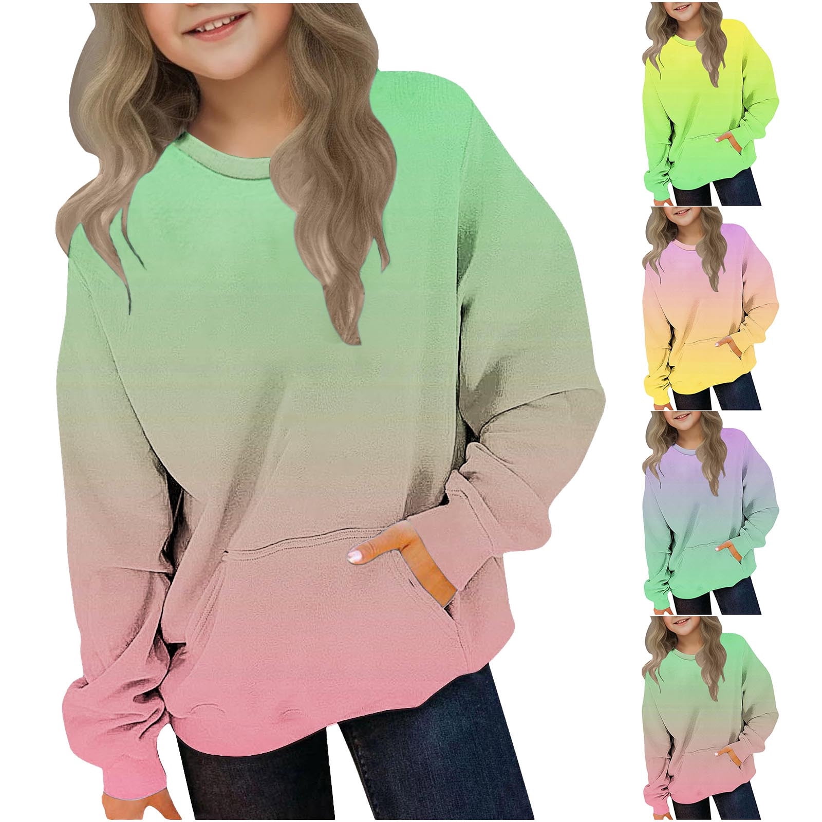 Avtoify toddler Kids Girls Boys Fashion Gradient Long Sleeve Crew Neck ...