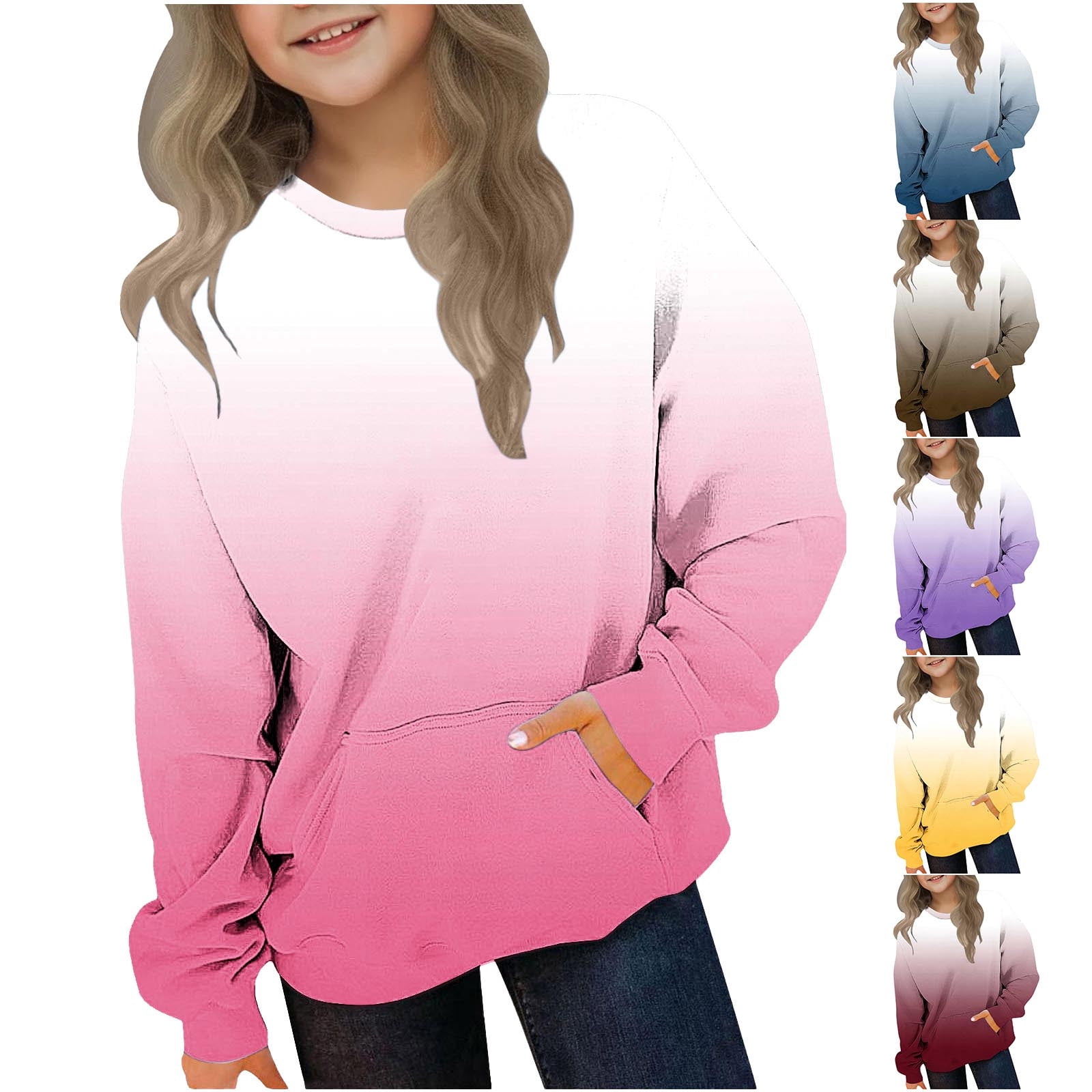 Avtoify toddler Kids Girls Boys Fashion Gradient Long Sleeve Crew Neck ...
