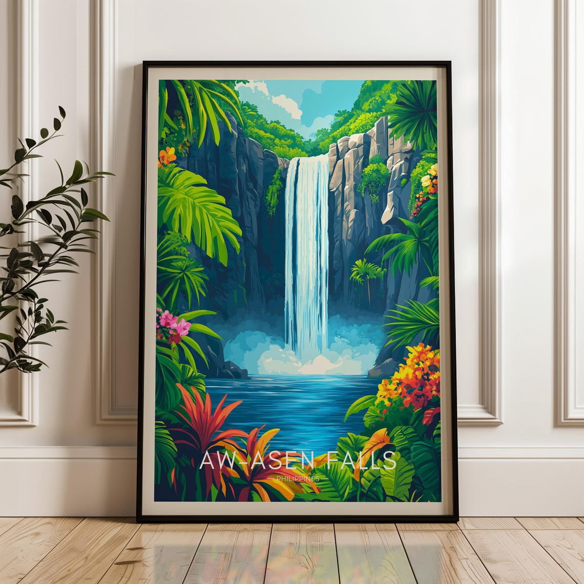 Aw-Asen Falls Print, Philippines Travel Print, SE Asia Wall Art ...