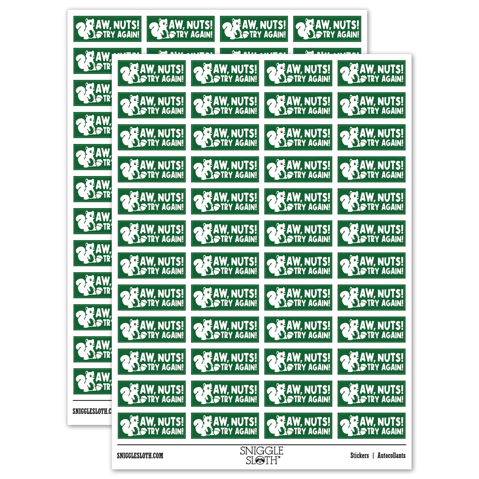 Aw Nuts Try Again Squirrel Teacher Student School Sticker Set - Dark ...