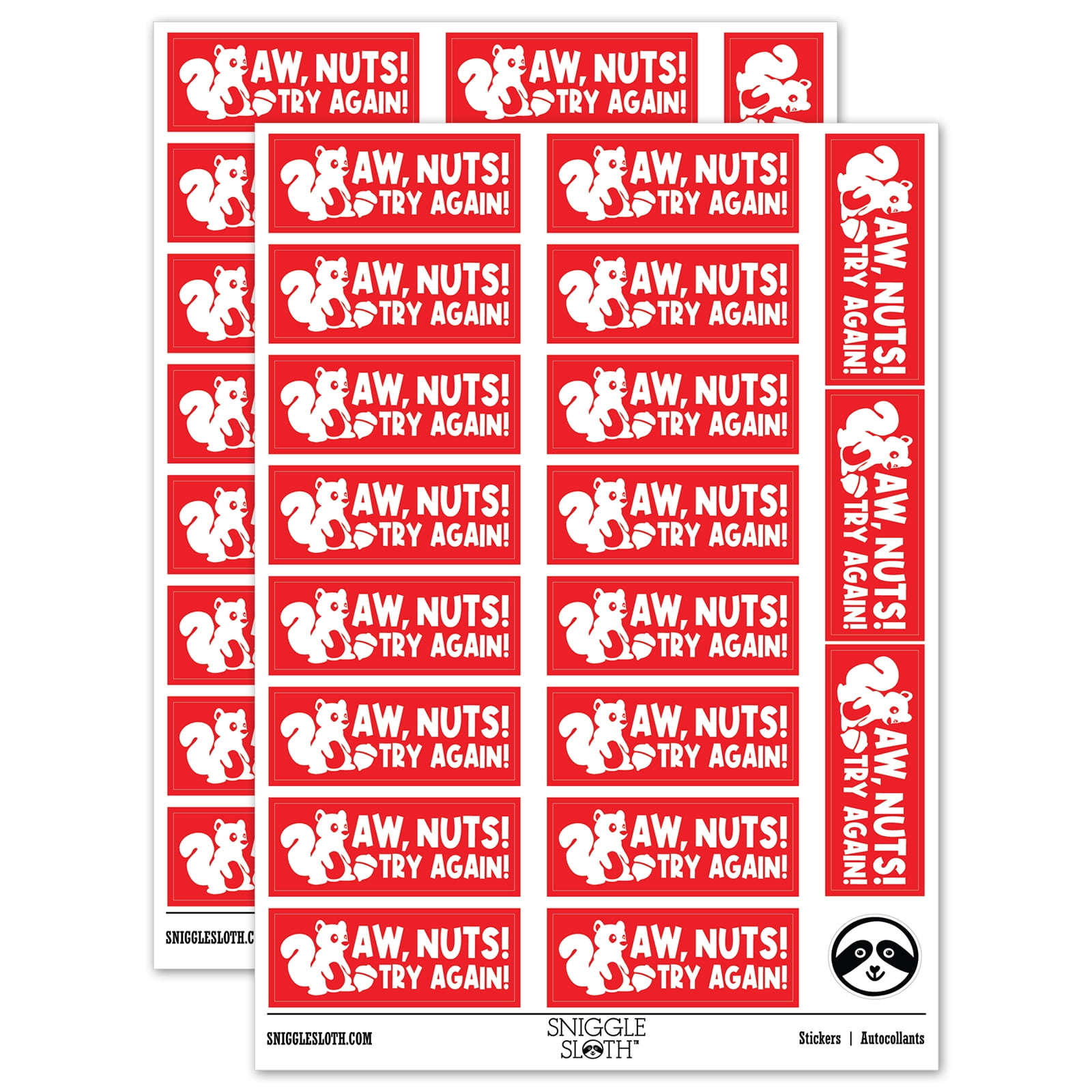 Aw Nuts Try Again Squirrel Teacher Student School Sticker Set - Red ...