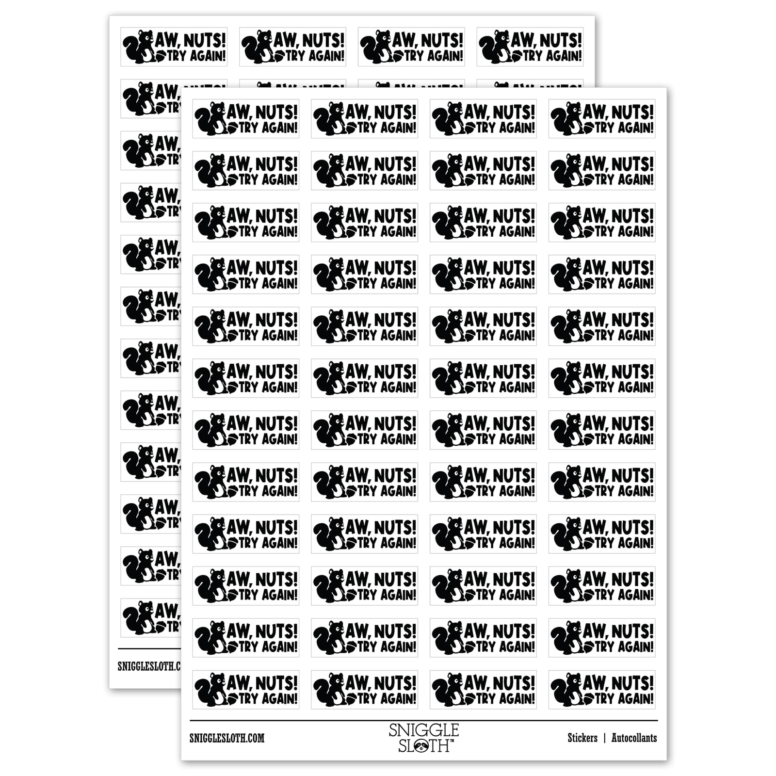 Aw Nuts Try Again Squirrel Teacher Student School Sticker Set - White ...