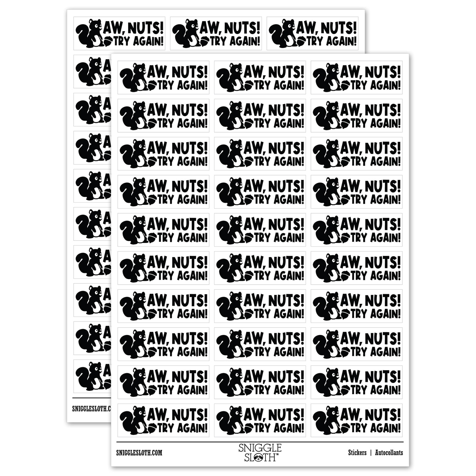 Aw Nuts Try Again Squirrel Teacher Student School Sticker Set - White ...