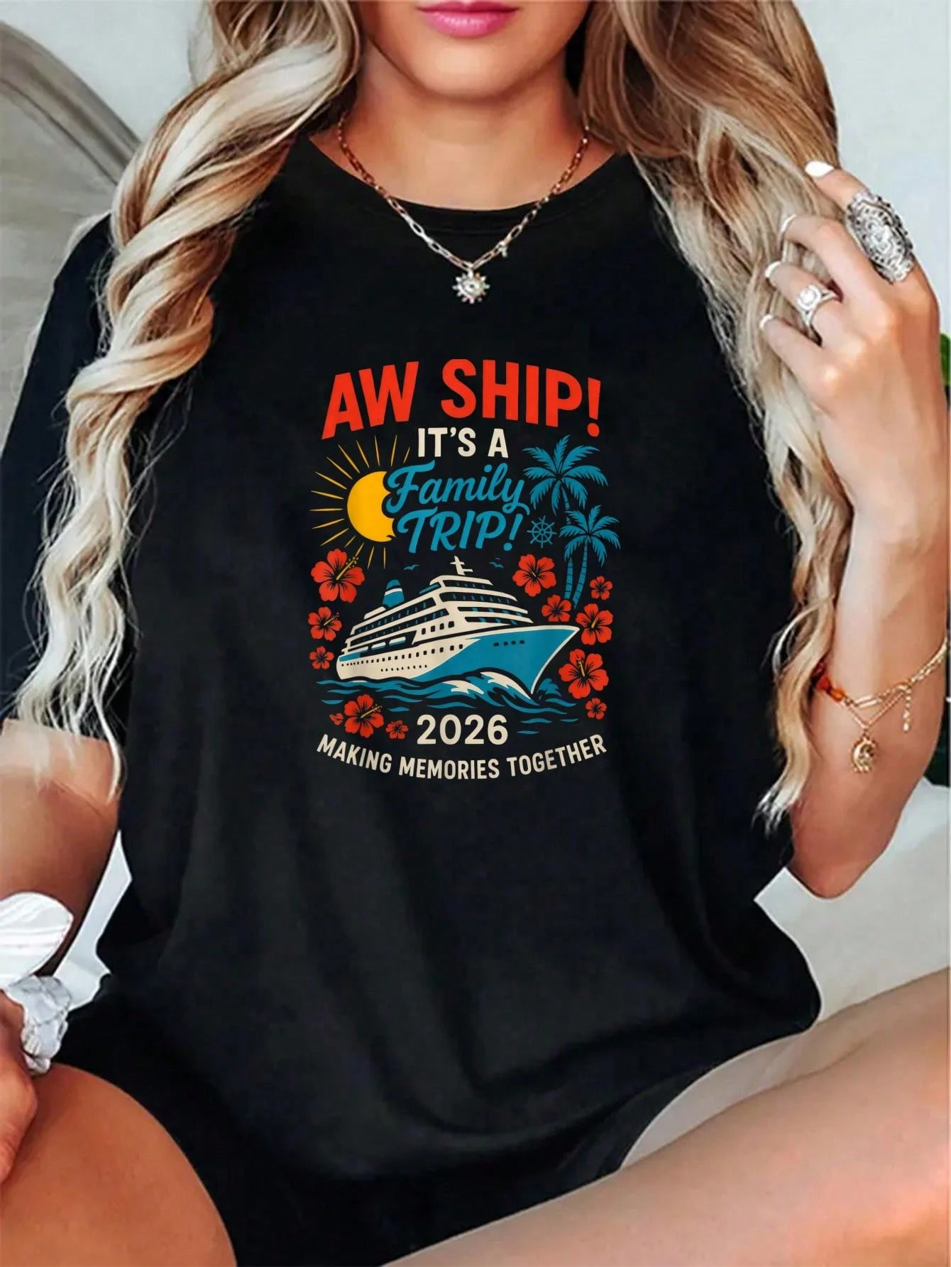 Aw Ship It's A Family Trip 2026 T-Shirt - Nautical Cruise Vacation ...