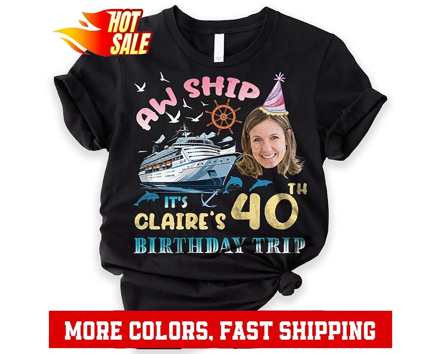 Aw Ship It's My Birthday Trip Shirt, Custom 40th Birthday Cruise Shirts ...