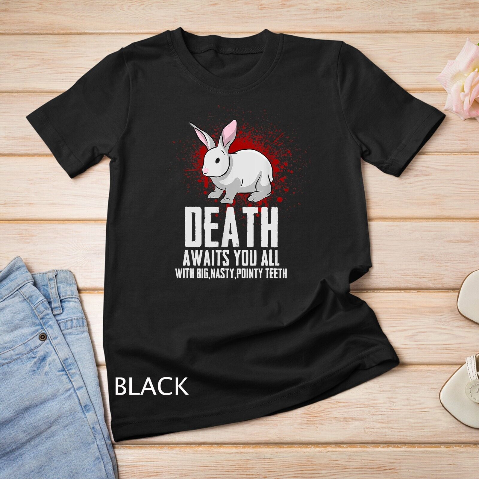 Awaits You All With Big Nasty Pointy Teeth Rabbit Unisex T-Shirt ...